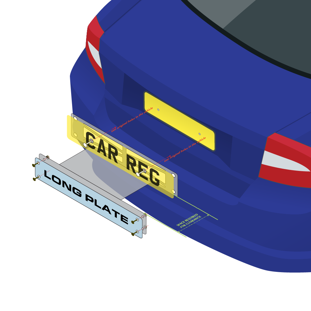 Extra Adjustable Rear Taxi Plate Holder / Bracket - For Long Licence P ...